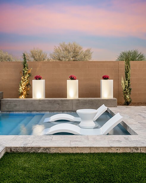 Silver Travertine Pool Deck in Chandler | Imagine Architectural Concrete