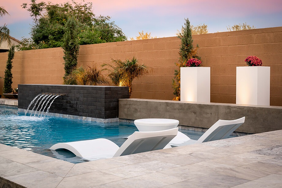 Silver Travertine Pool Deck in Chandler | Imagine Architectural Concrete