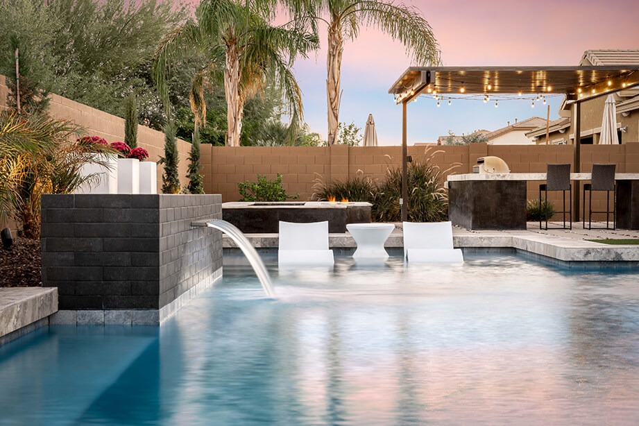 Silver Travertine Pool Deck in Chandler | Imagine Architectural Concrete