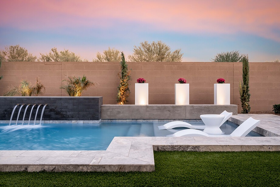 Silver Travertine Pool Deck in Chandler | Imagine Architectural Concrete